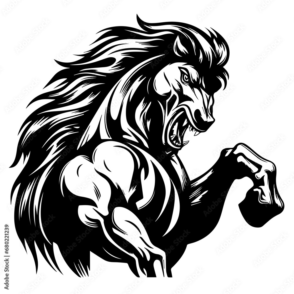 Furious Angry Horse Vector Illustration Stock Vector | Adobe Stock