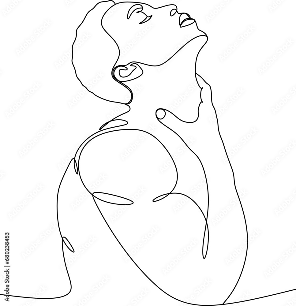 Vetor de Continuous line of a male body. Vector portrait of a strong ...