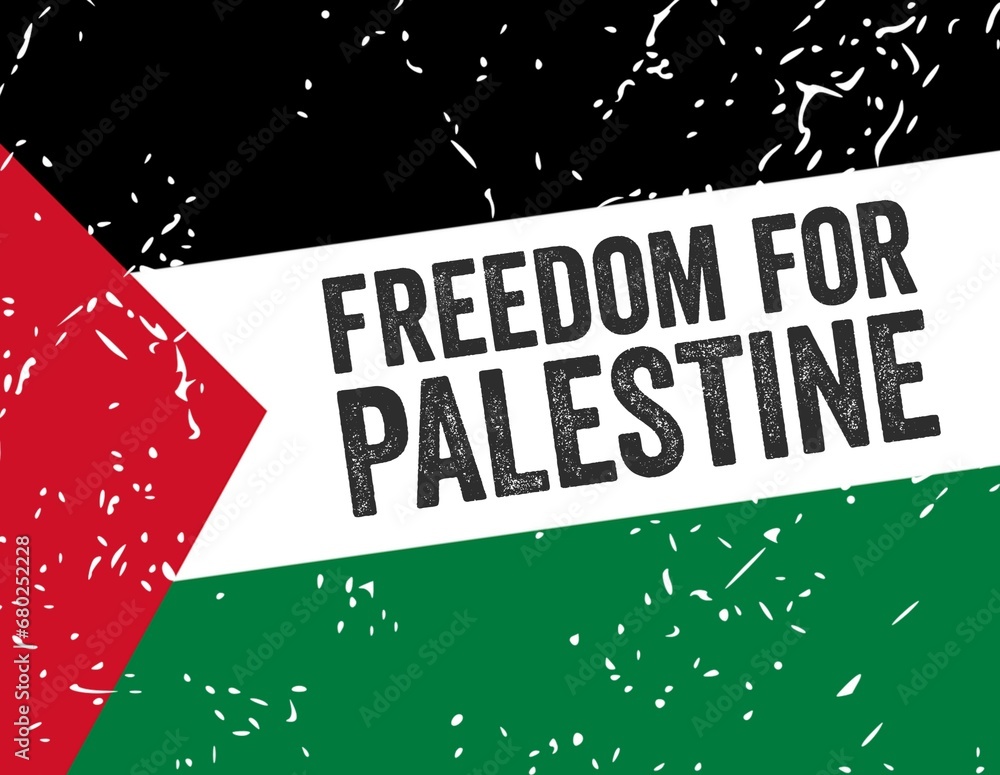 Freedom for Palestine. Typography with Palestinian flag background ...