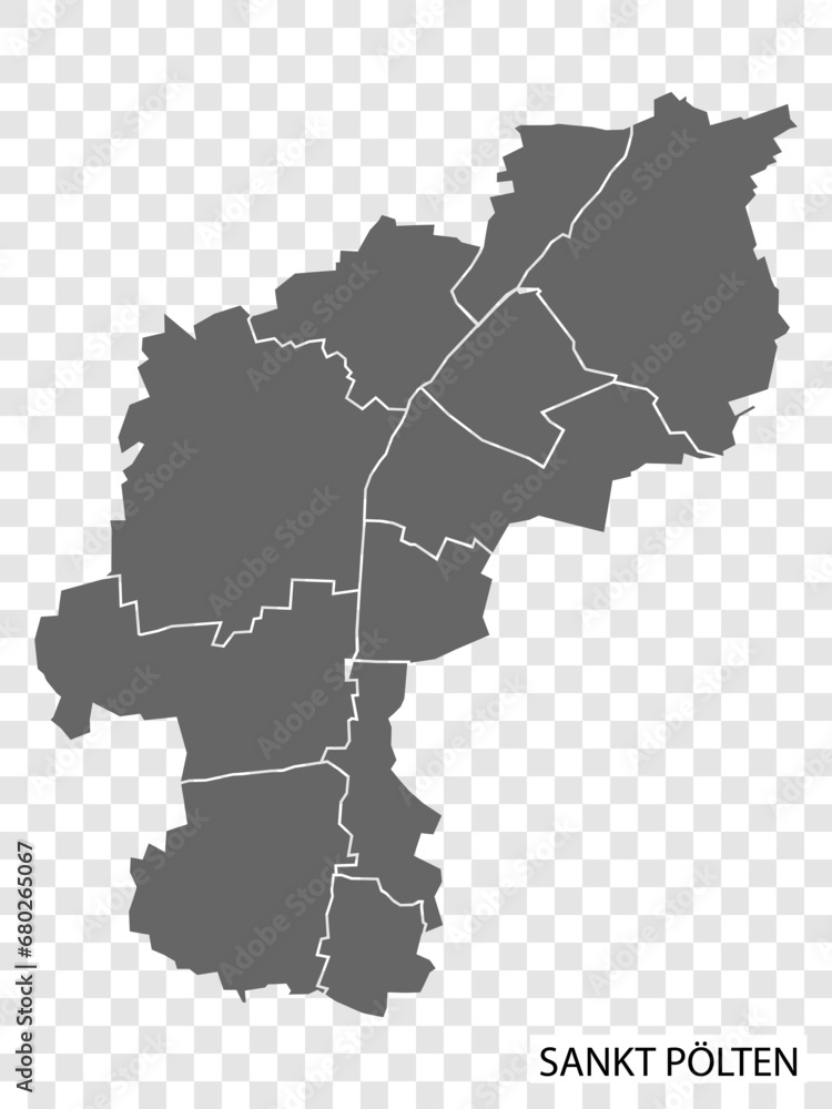 High Quality map of Sankt Polten is a city of Austria, with borders of ...