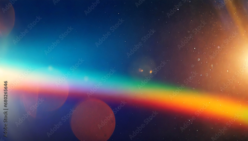 blurred rainbow flare with vintage effect on film dust and scratches ...