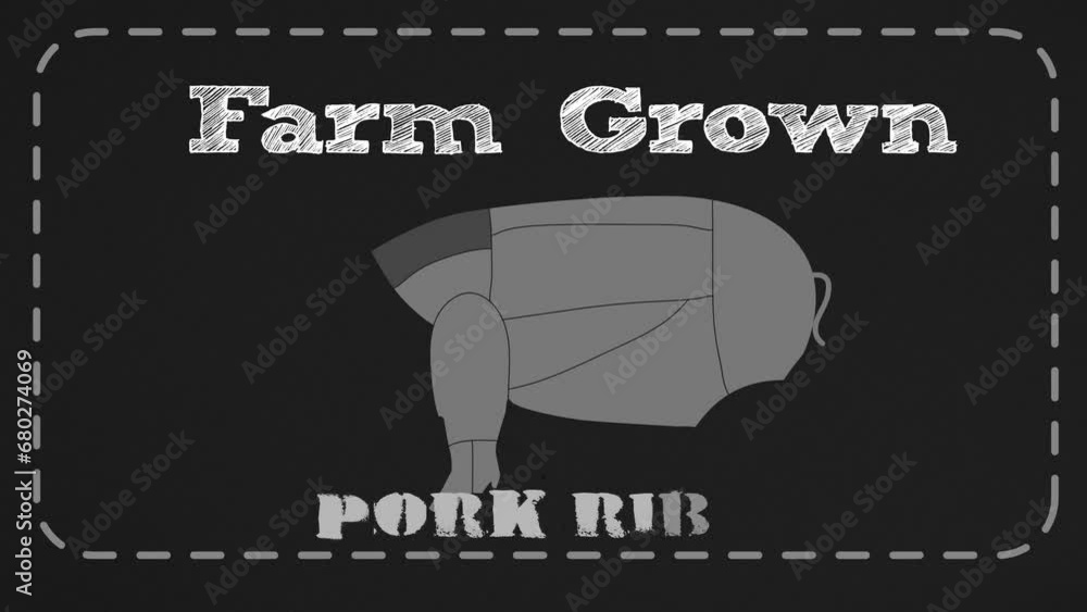 Vintage Butcher chalkboard Blackboard Cut of Pork swine meat Beef ...