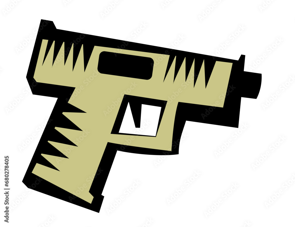 Handgun. Pistol. Firearm. Icon. Stylized image for prints, poster and ...