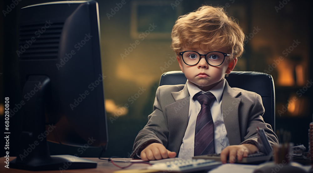 Adorable Little Boy in Business Attire, Complete with Suit and Tie ...