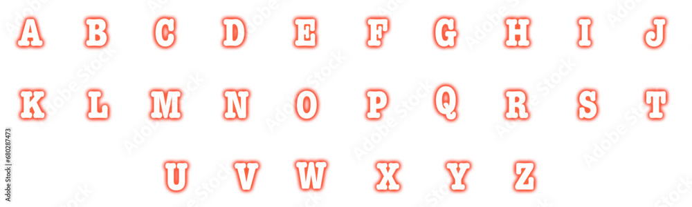 Red Neon Alphabet Letters Collection. Hand drawn alphabet. High quality ...