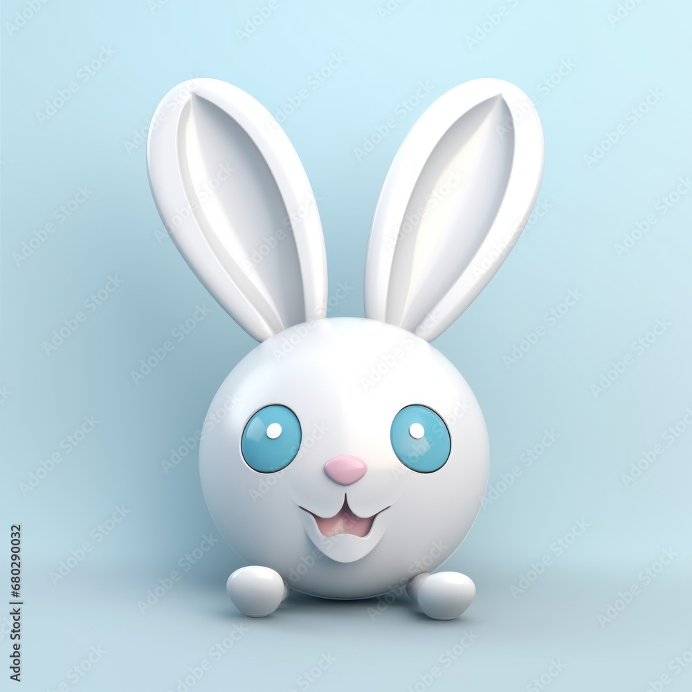 3d illustration of a cute Easter bunny for children. A minimalist ...