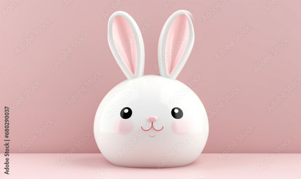 3d illustration of Easter bunny for children. A minimalist primitive ...