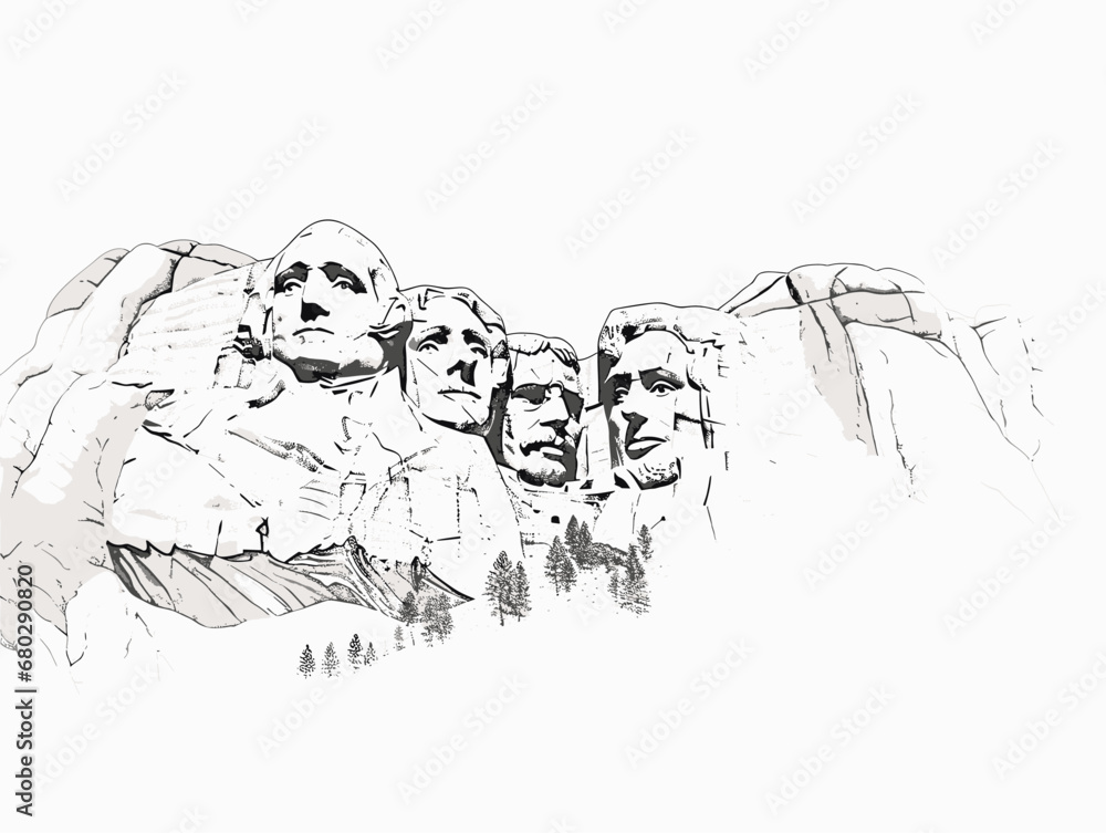 A Drawing Of Mount Rushmore - four presidents on mount rushmore Stock ...