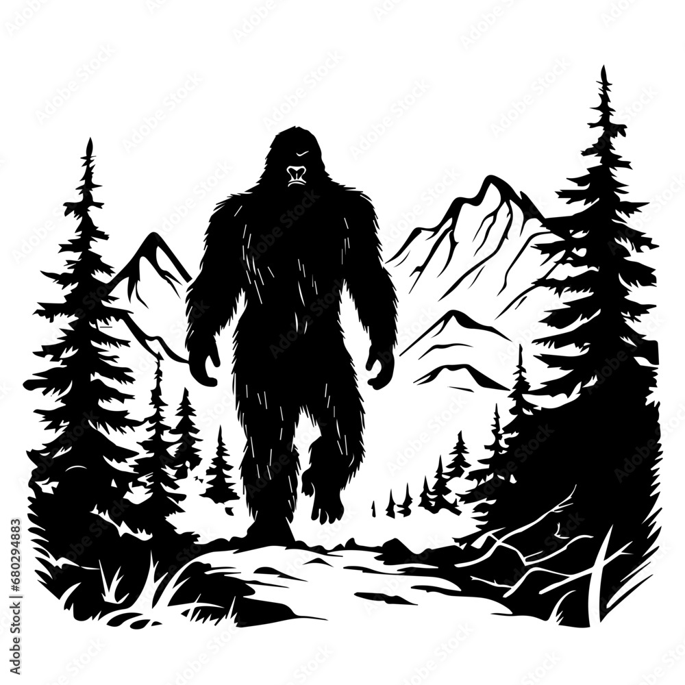 Elusive Bigfoot Vector Illustration Stock Vector | Adobe Stock
