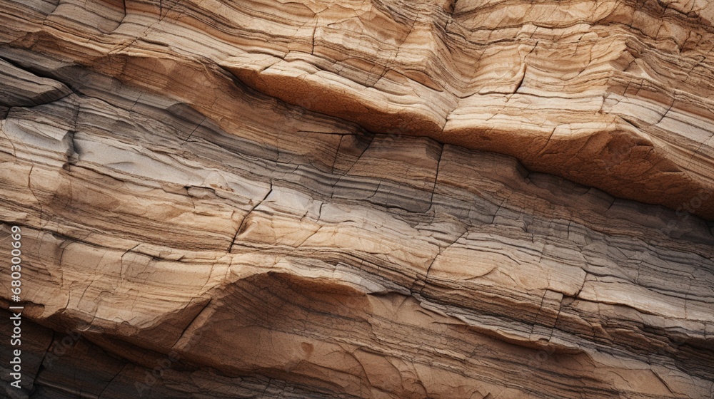 Focus on the textured patterns of a sandstone cliff face in a desert ...