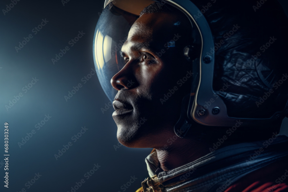 AI Generated Image of side view of African American male astronaut in ...