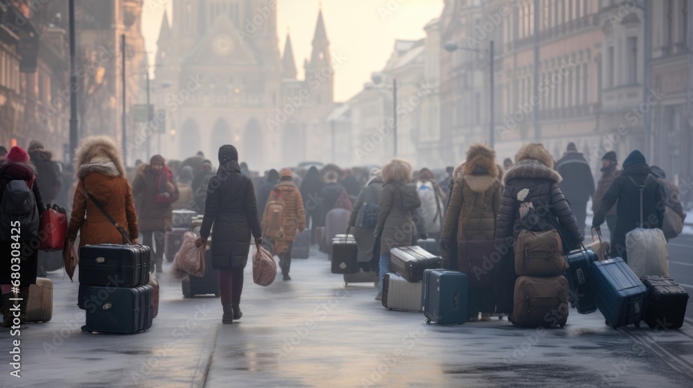 Modern world problem refugees, displaced immigrants emigrants, war ...