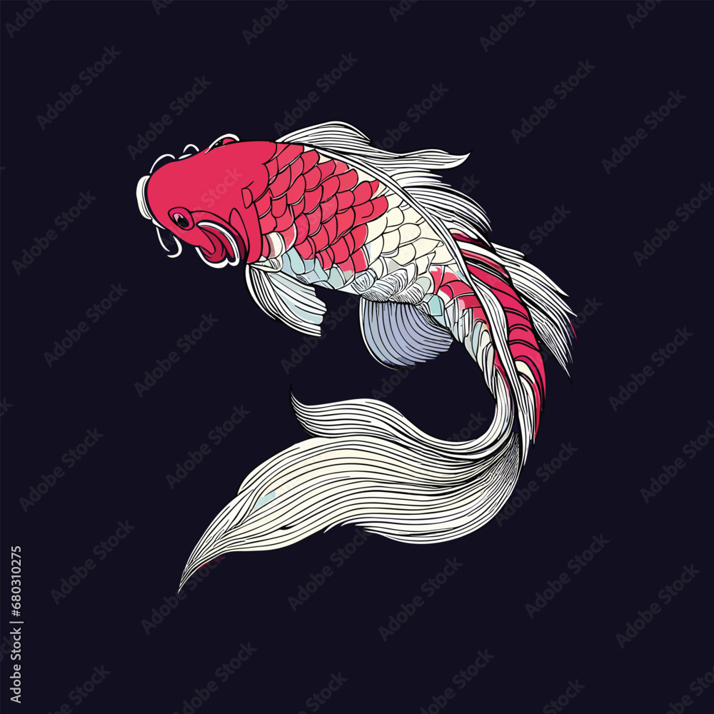 Vetor de Hand drawn koi fish Asian Traditions of Japanese and Chinese ...