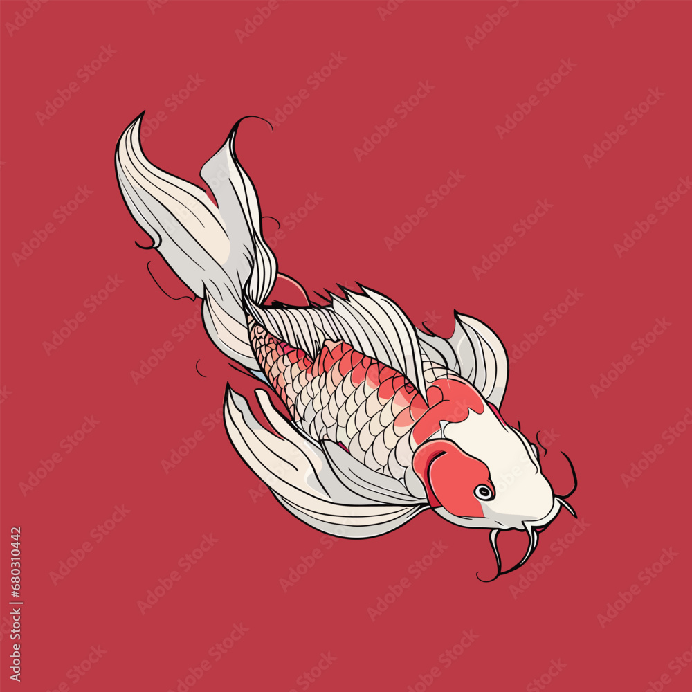 Hand drawn koi fish Asian Traditions of Japanese and Chinese koi carp ...