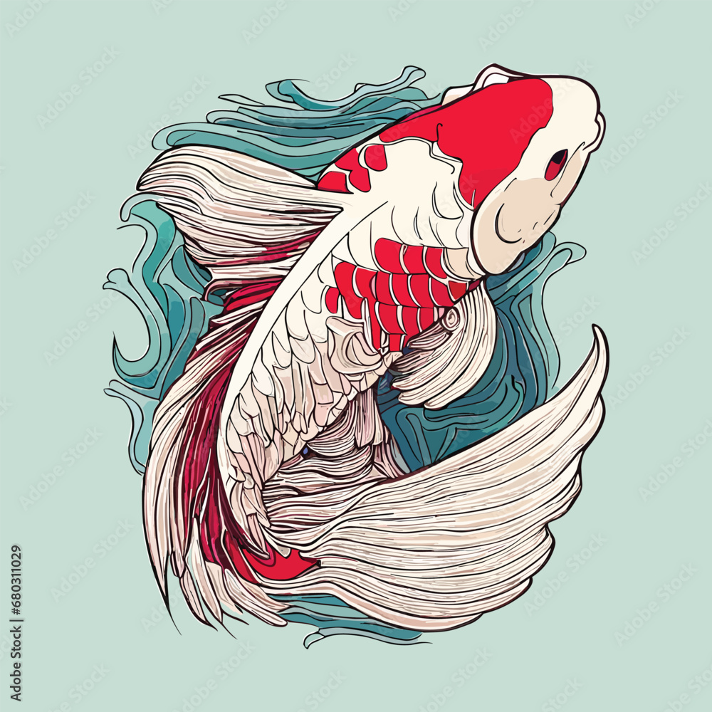 Hand drawn koi fish Asian Traditions of Japanese and Chinese koi carp ...