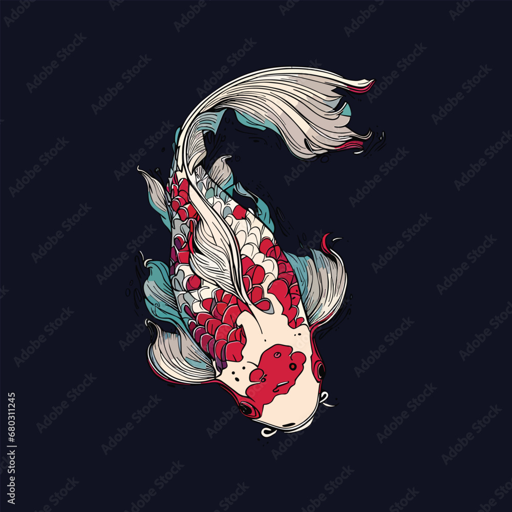 Hand drawn koi fish Asian Traditions of Japanese and Chinese koi carp ...