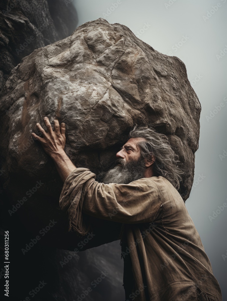 Sisyphus is pushing a rock up a mountain. The enduring symbolism of ...