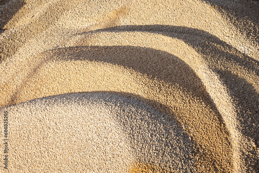 Heaps of rubble at a construction site, top view. Crushed stone - a ...