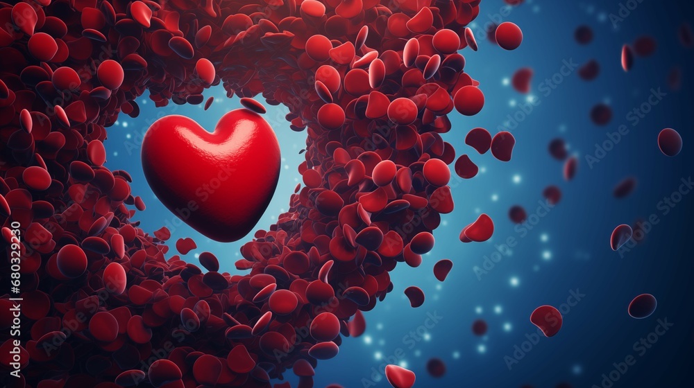 Blood cells in shaped of heart. The concept of blood donor month ...