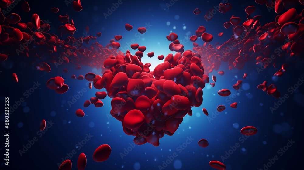 Blood cells in shaped of heart. The concept of blood donor month ...