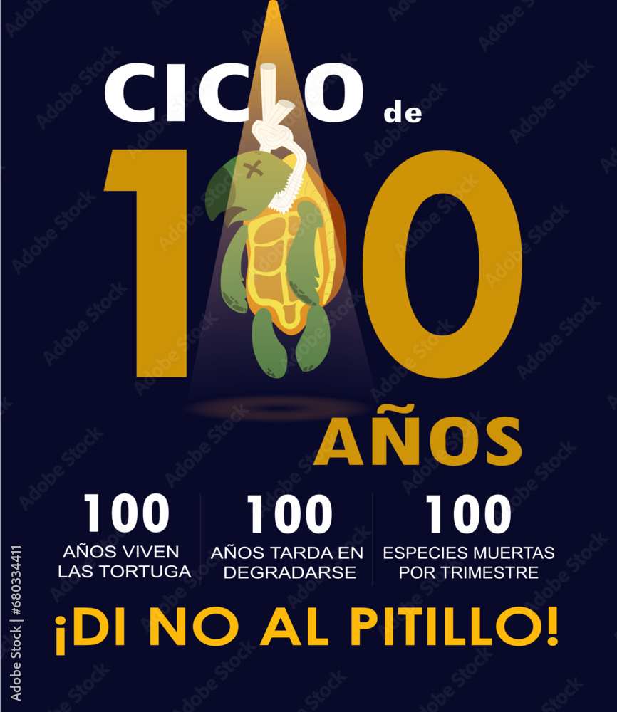 Ciclo de 100 años de descomposicion del pitillo o popote, Stock Vector ...