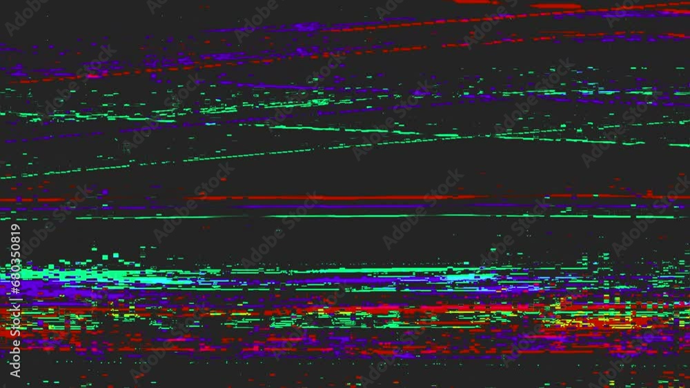 Glitch and noise television defects with artifacts on black texture ...