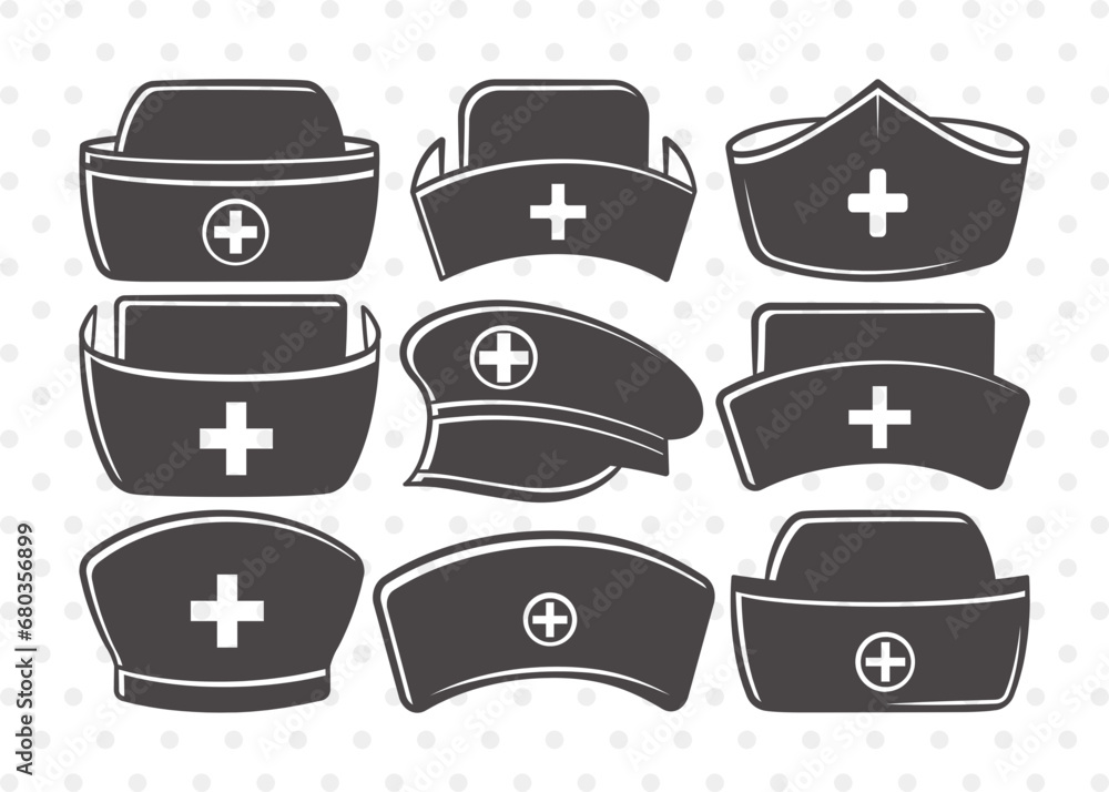 Stockvector Nurse Hat Clipart SVG Cut File | Medical Nurse Hat Svg ...