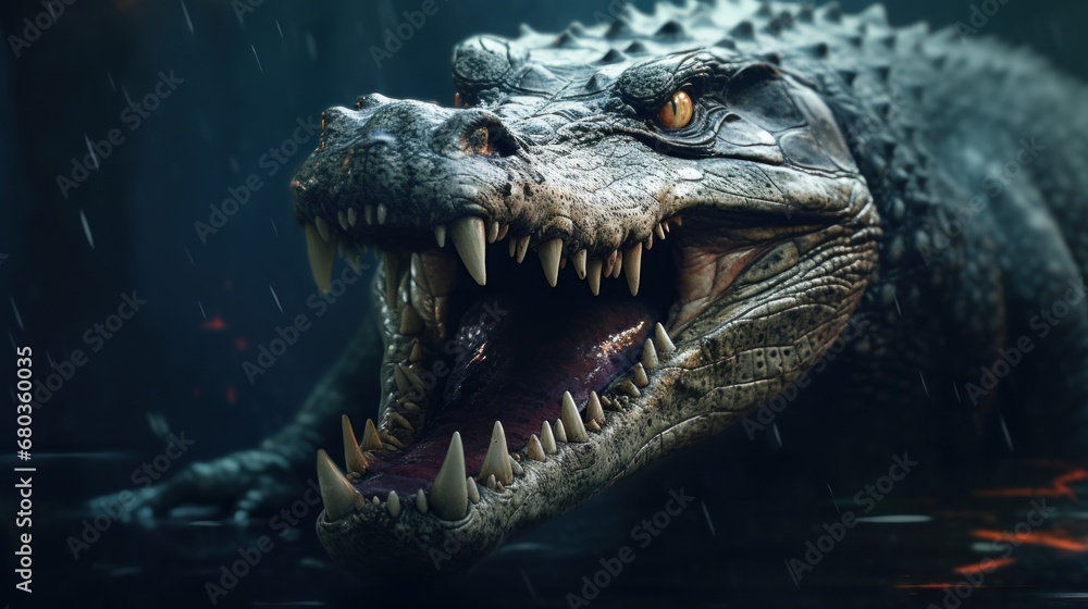 angry crocodile background wallpaper ai generated Stock Illustration ...