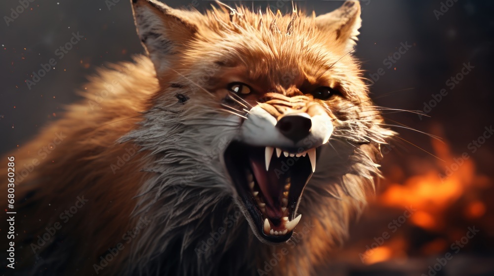 angry fox background wallpaper ai generated Stock Illustration | Adobe ...