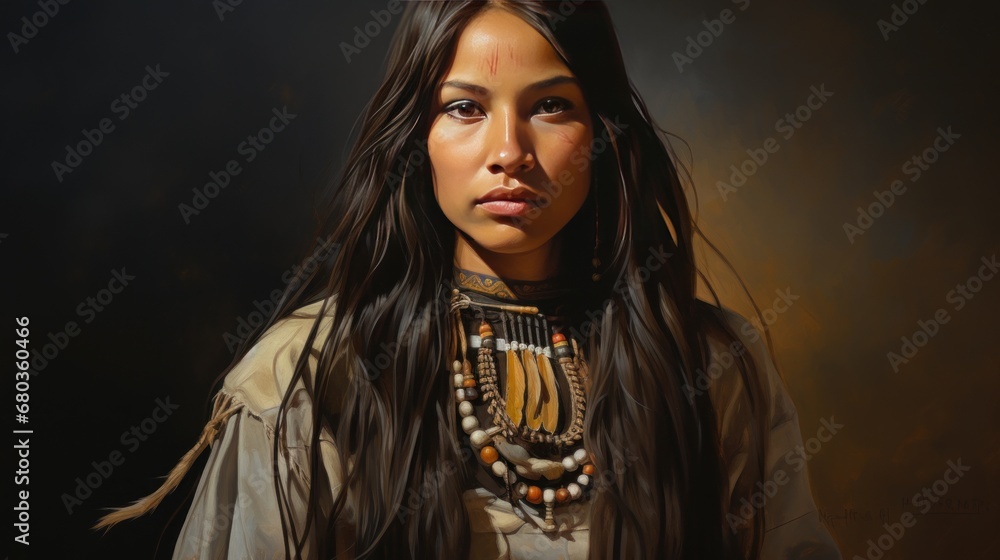 Apache women background wallpaper ai generated Stock Illustration ...