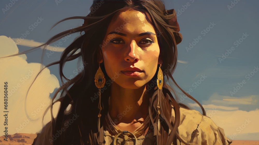 Apache women background wallpaper ai generated Stock Illustration ...