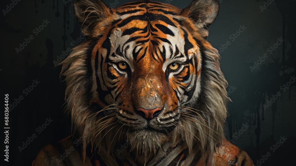 tiger face head background wallpaper ai generated Stock Illustration ...