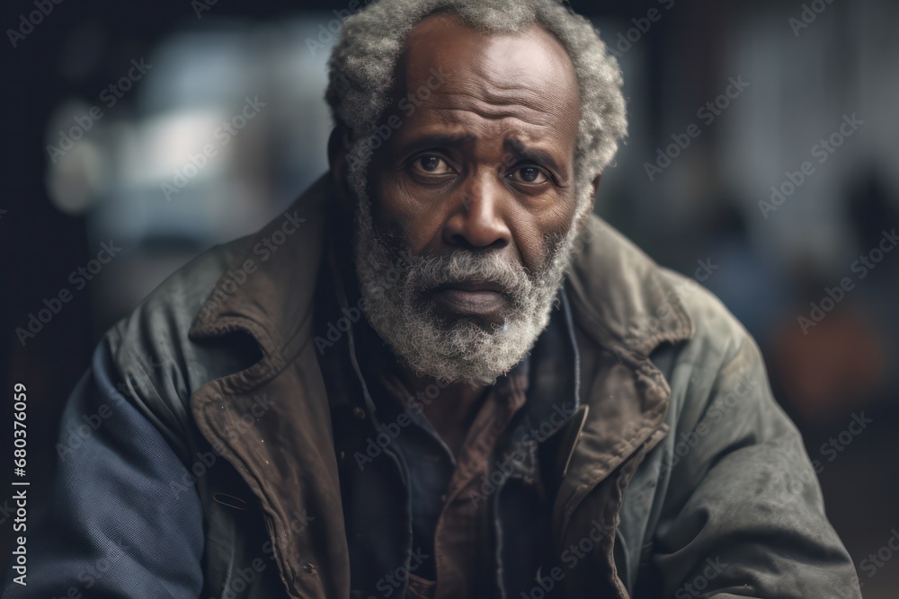 Foto de Closeup homeless poor black man crying poverty, hunger ...