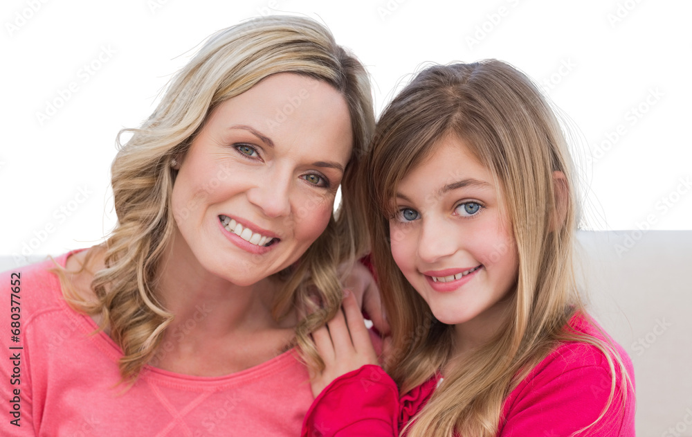 Digital Png Photo Of Happy Caucasian Blonde Mother And Daughter