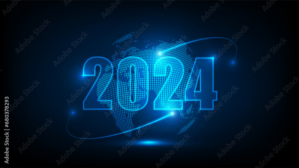 2024 Year Digital smart world futuristic interface technology ...