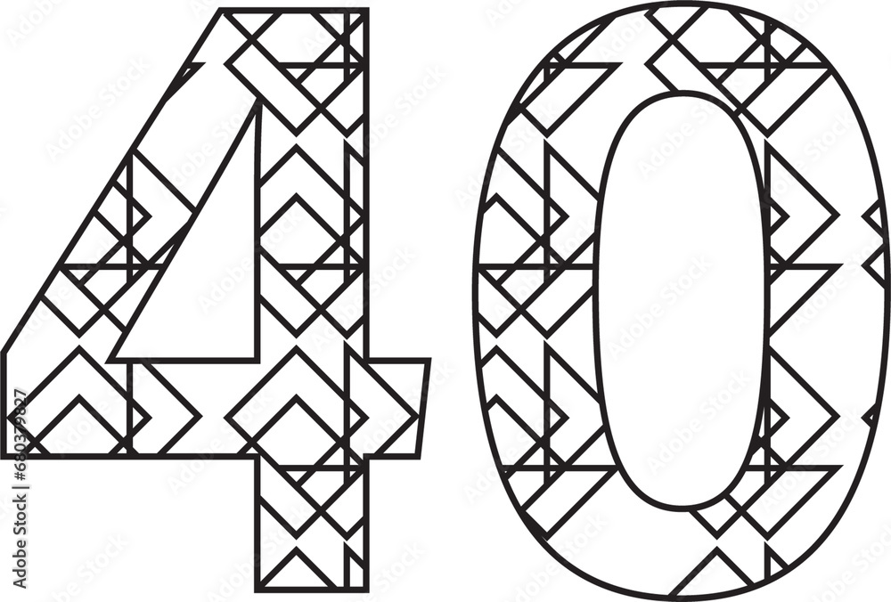 Digital png illustration of shapes and number 40 on transparent ...
