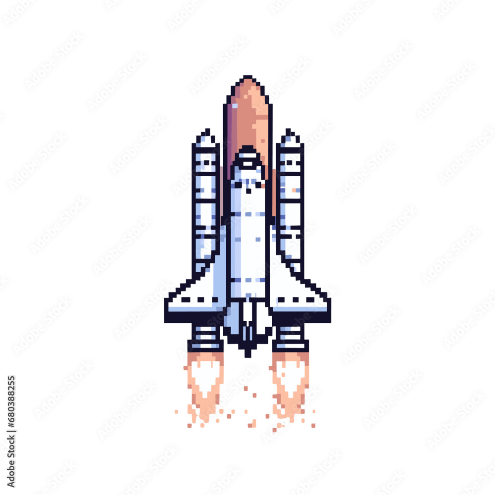 a space shuttle illustration in pixel art style, pixelated, 8 bit ...