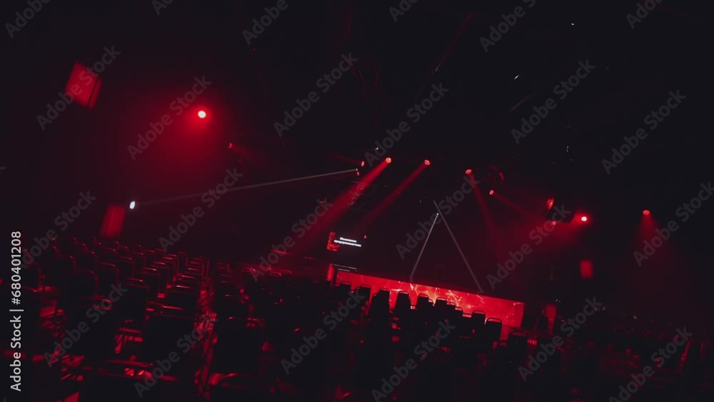 Stage illumination, lighting design of the venue, light spotlights ...