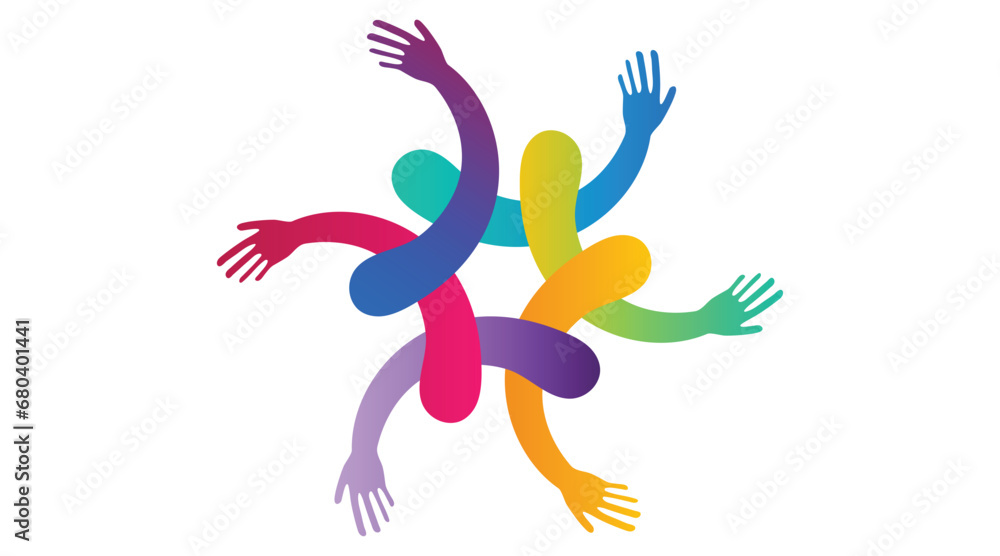 Inclusion and diversity culture equity logo. People hold hands with ...