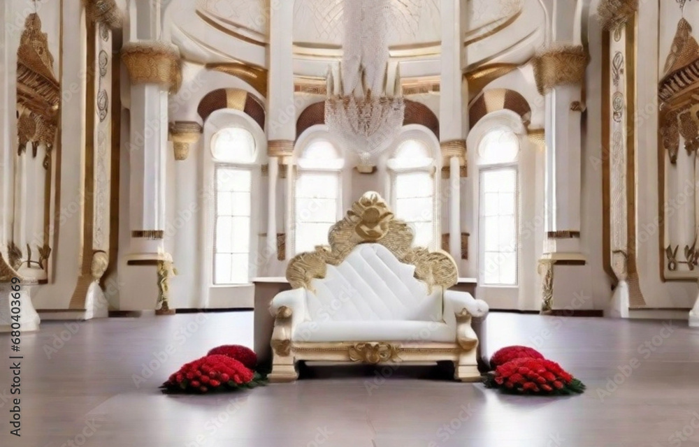 Luxurious Marble Castle Throne, Palace Interior with Marble Elegance ...