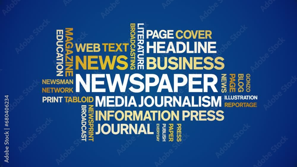 Newspaper animated tag word cloud;text design animation kinetic ...