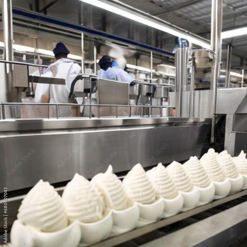 Ice Cream Factory Interior Scene Production Line in Ice Cream ...