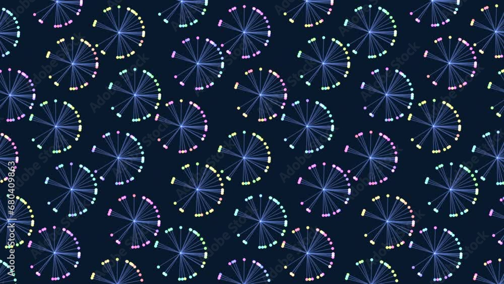 Circular pattern of blue and purple dots on a dark background ...