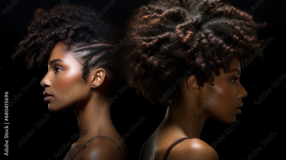 two different views of a woman's head with natural hair and natural ...