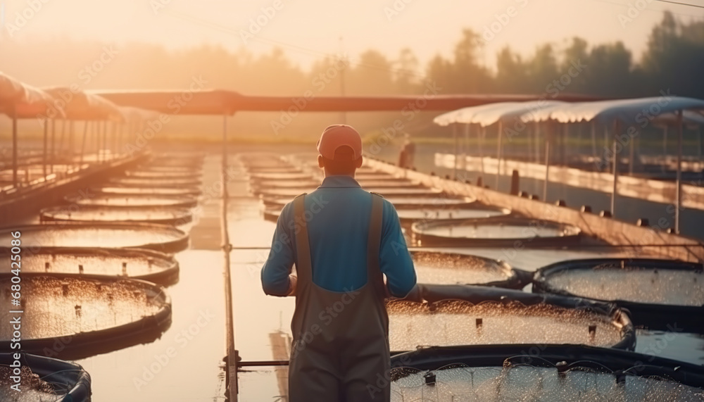 Fish Farm, Raises fish for seafood production Stock Illustration ...