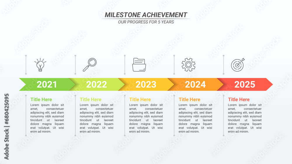Milestone Achievement Infographic Timeline with 5 Steps and Editable ...