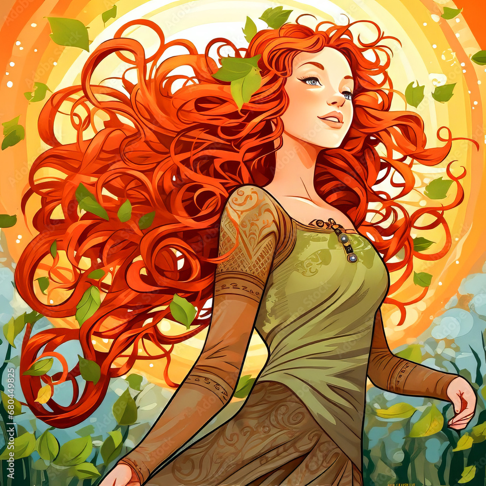 Celtic Woman Illustration. Generated Image. A digital illustration of a ...