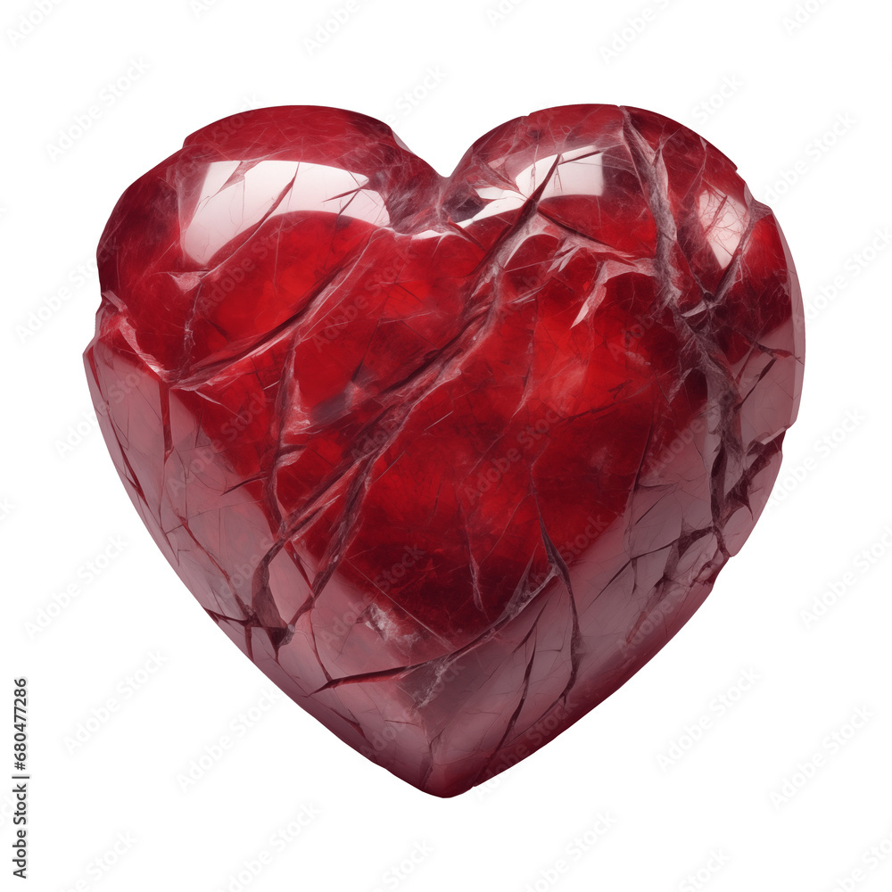 Heart of stone. Red heart made of stone. Jewel heart isolated on ...