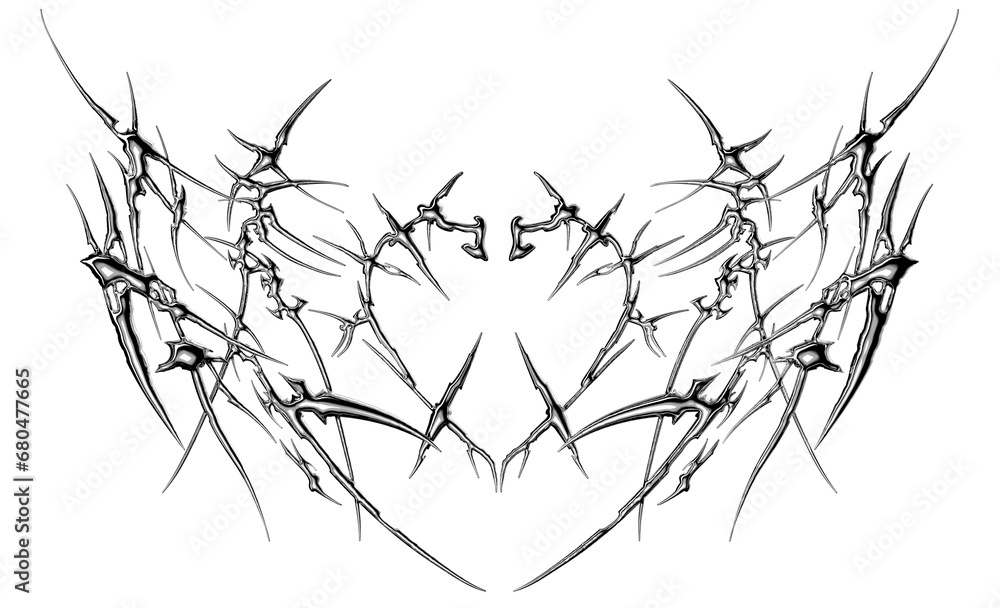 Succubus womb tattoo. Cyber sigilism, Demon heart sigil, 3D chrome ...