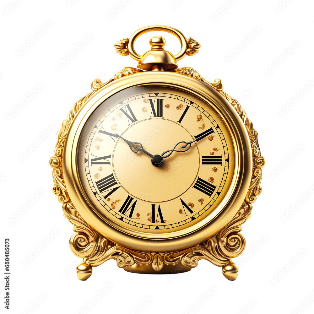Timeless Elegance: Golden Luxury Ornamented Roman Numerals Clock ...